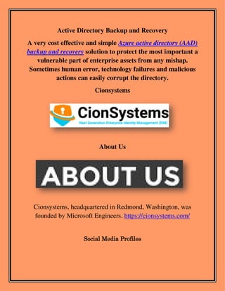Active Directory Backup and Recovery, cionsystems.pdf