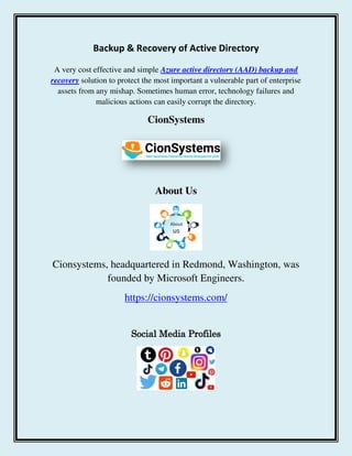 Active Directory Backup and Recovery, cionsystems.pdf