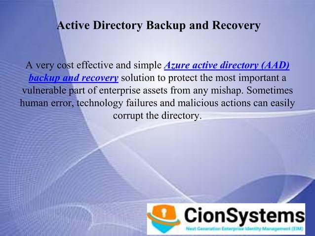 Active Directory Backup and Recovery, cionsystems.com.pptx