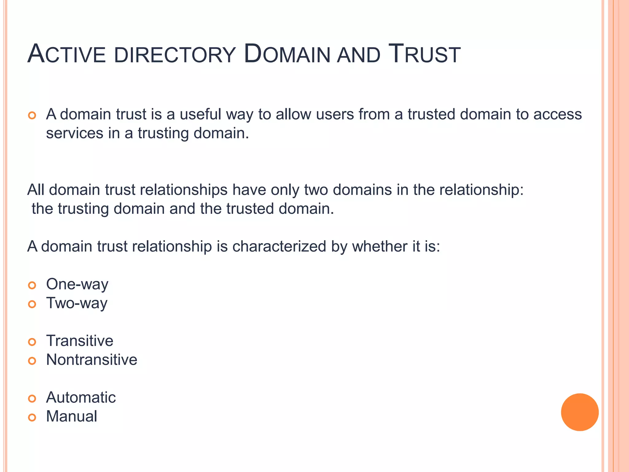 Active Directory Domain And Trust Pptx Operating Systems Computer Software And Applications