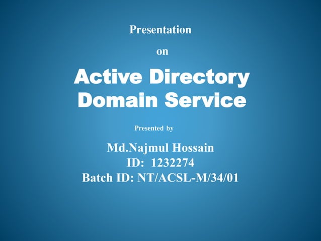 Active directory domain service | PPT
