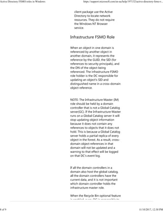 Active Directory FSMO Roles in Windows Server | PDF