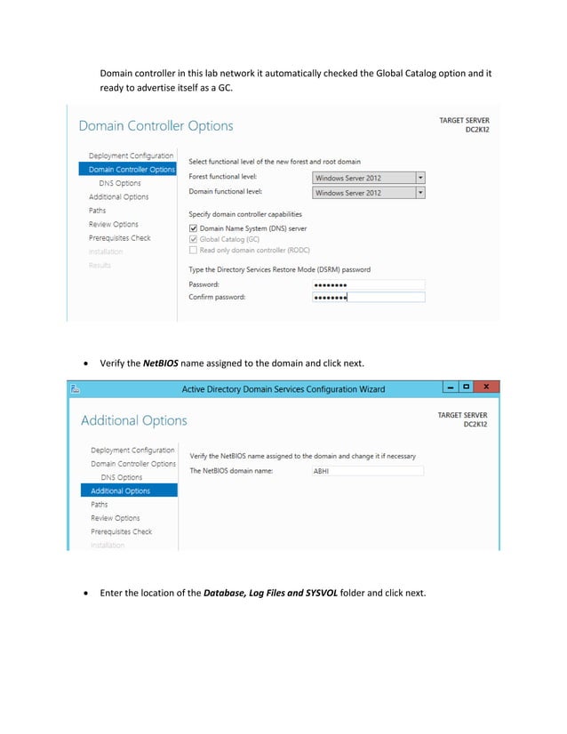 Active directory installation on windows server 2012 | PDF