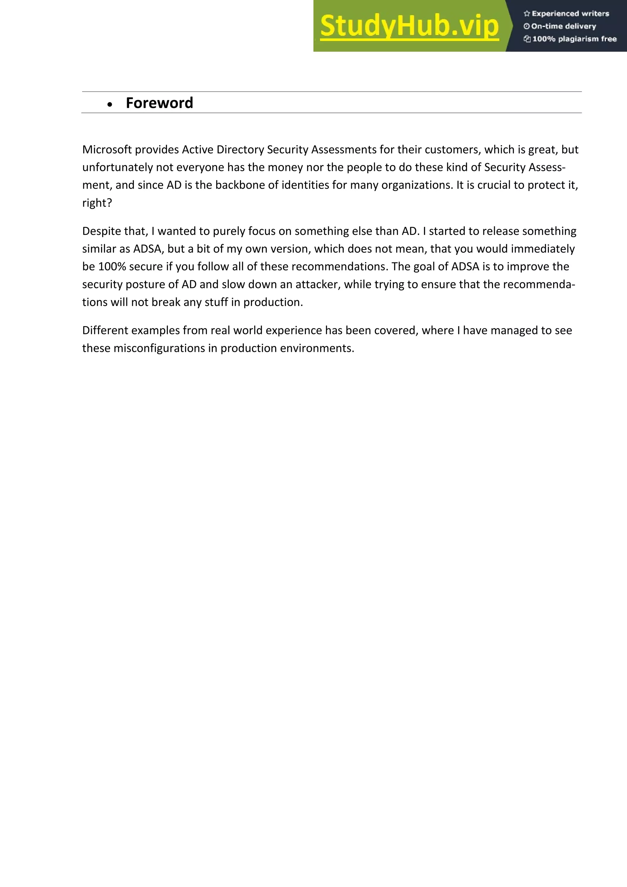 Active Directory Security Assessment ADSA | PDF Active Directory Security Assessment ADSA | PDF