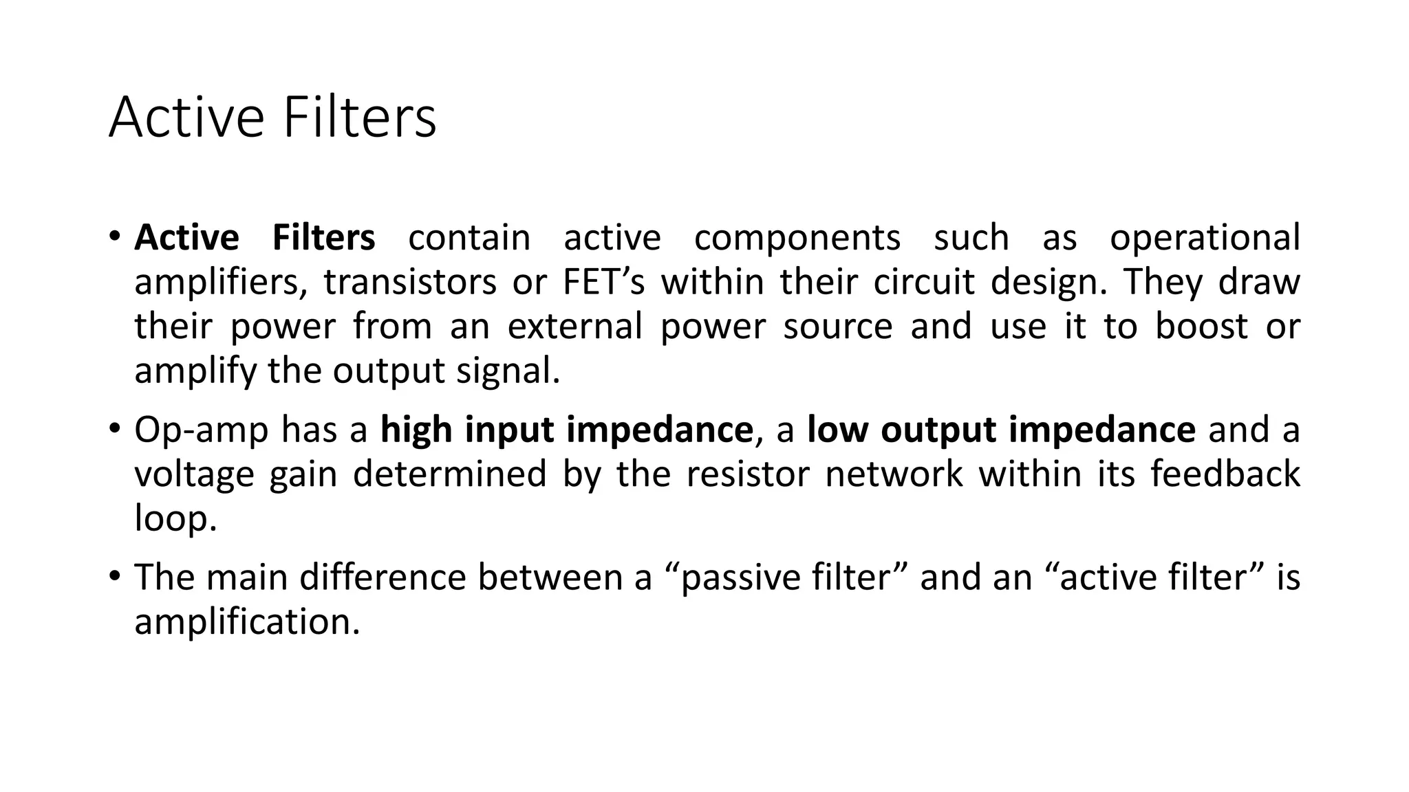 Active Filters - Electrical Network Analysis | PPT