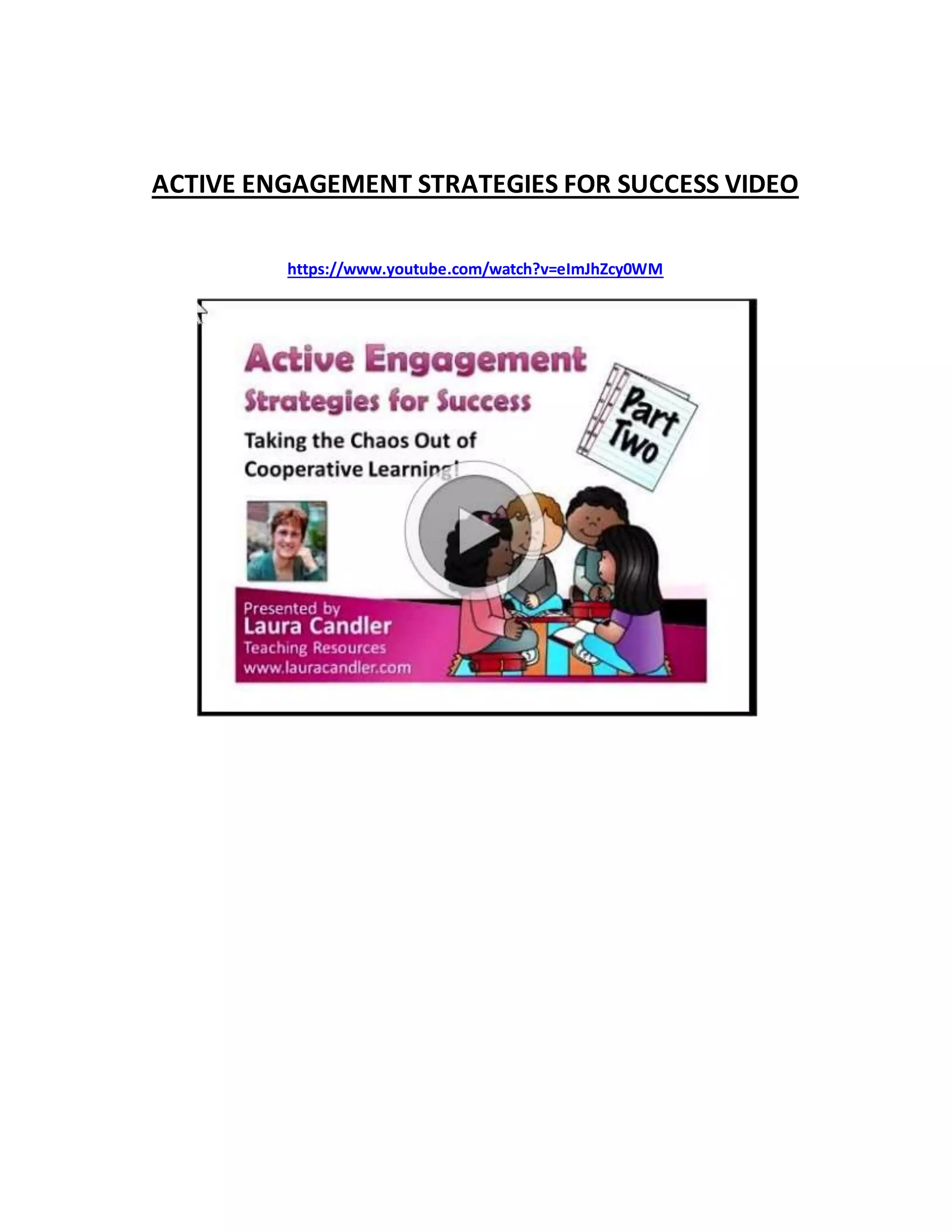 Active engagement strategies for success video | PDF