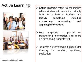 Active Learning in teaching learning in class | PPTX