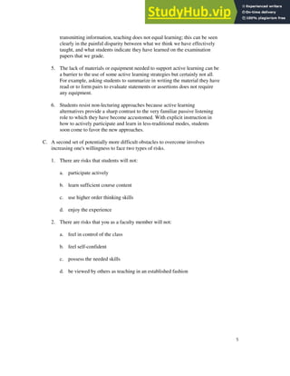 Active Learning Creating Excitement In The Classroom | PDF