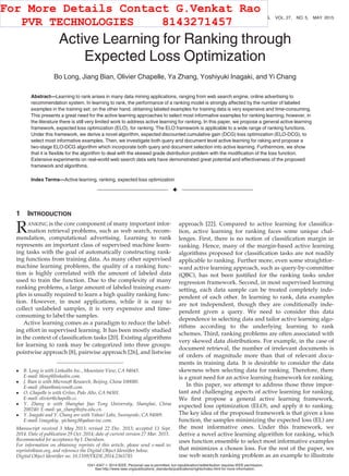 Active learning for ranking through expected loss optimization | PDF | Search | Internet