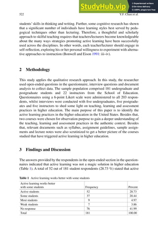 Active Learning In Higher Education A Case Study | PDF
