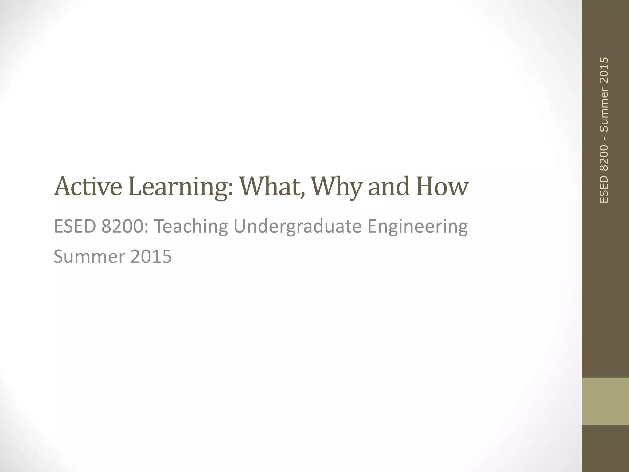 Introduction to Active Learning | PPTX | Undergraduate Education ...