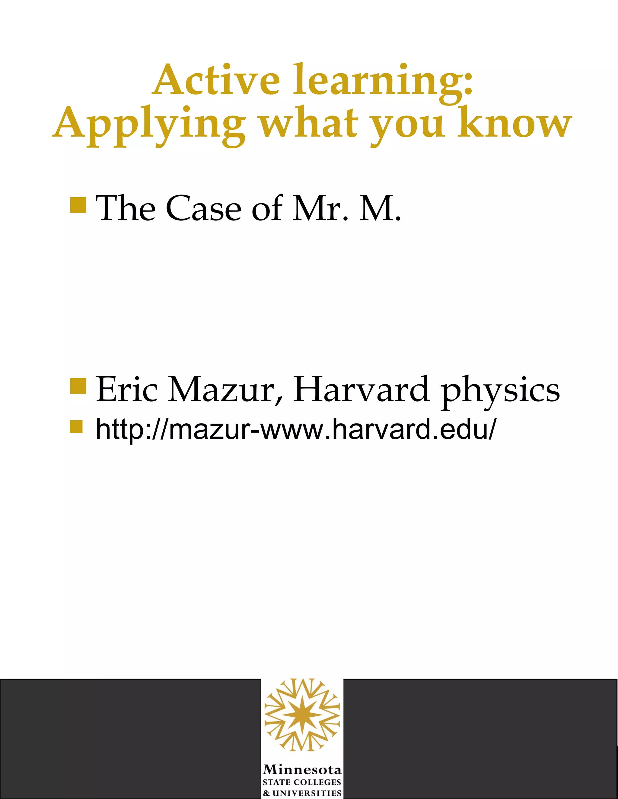 Active Learning: From the Outside In | PPT | Educational Assessment | Education