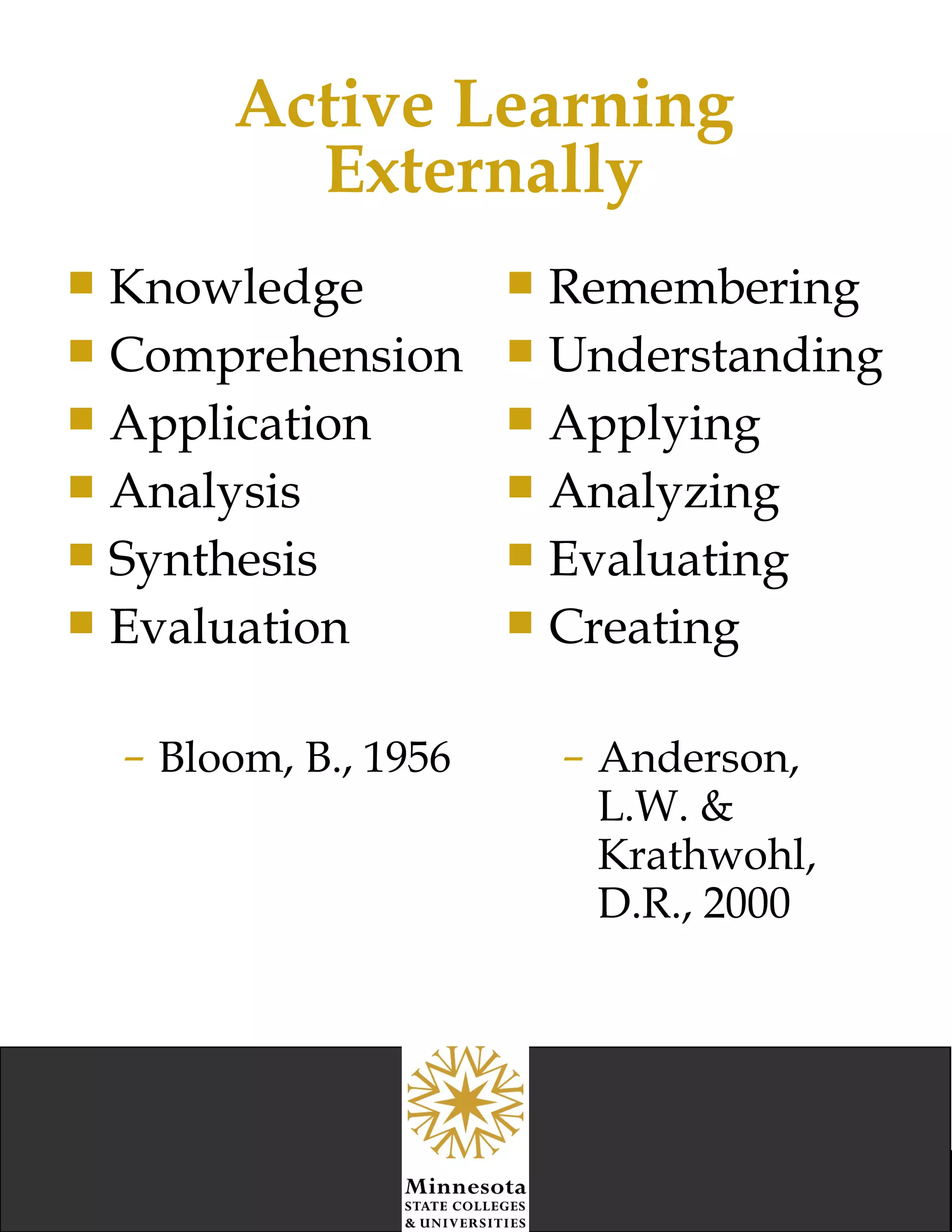 Active Learning: From the Outside In | PPT | Educational Assessment | Education