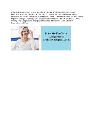 active leaRning template- System Disorder STUDENT NAME DISOROER-DISEAS.docx