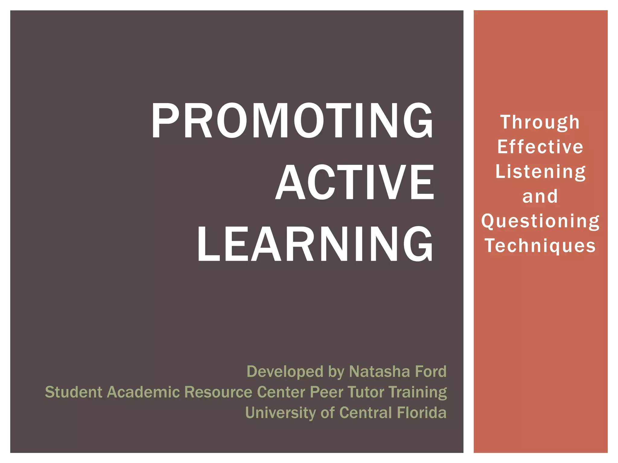 Active Learning through Listening and Questioning | PPTX