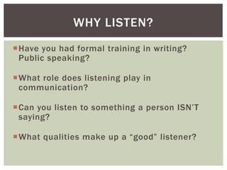 Active Learning through Listening and Questioning | PPTX