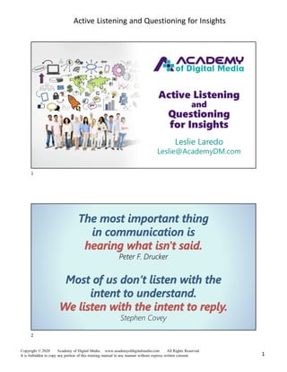 Active listening and questioning v2020 | PDF