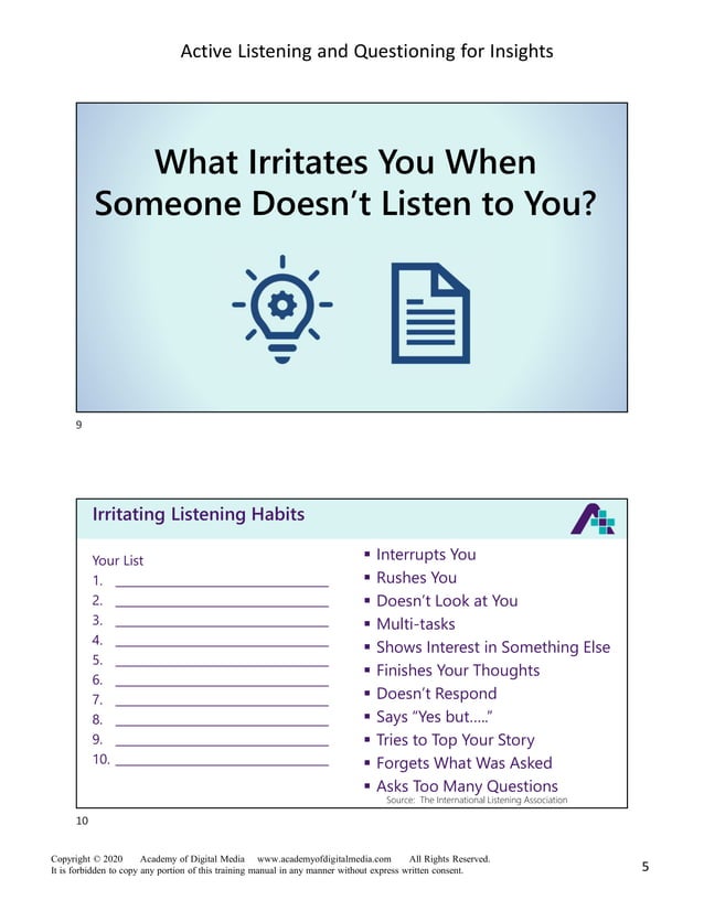 Active listening and questioning v2020 | PDF | Science
