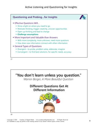 Active listening and questioning v2020 | PDF
