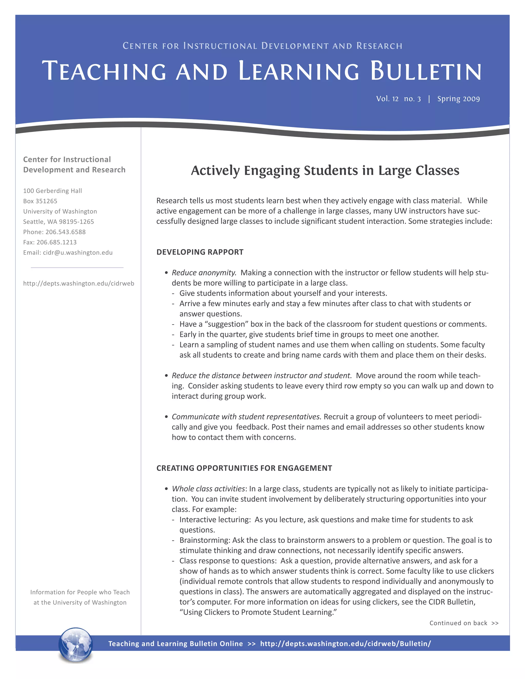 Actively engaging student in large classes | PDF