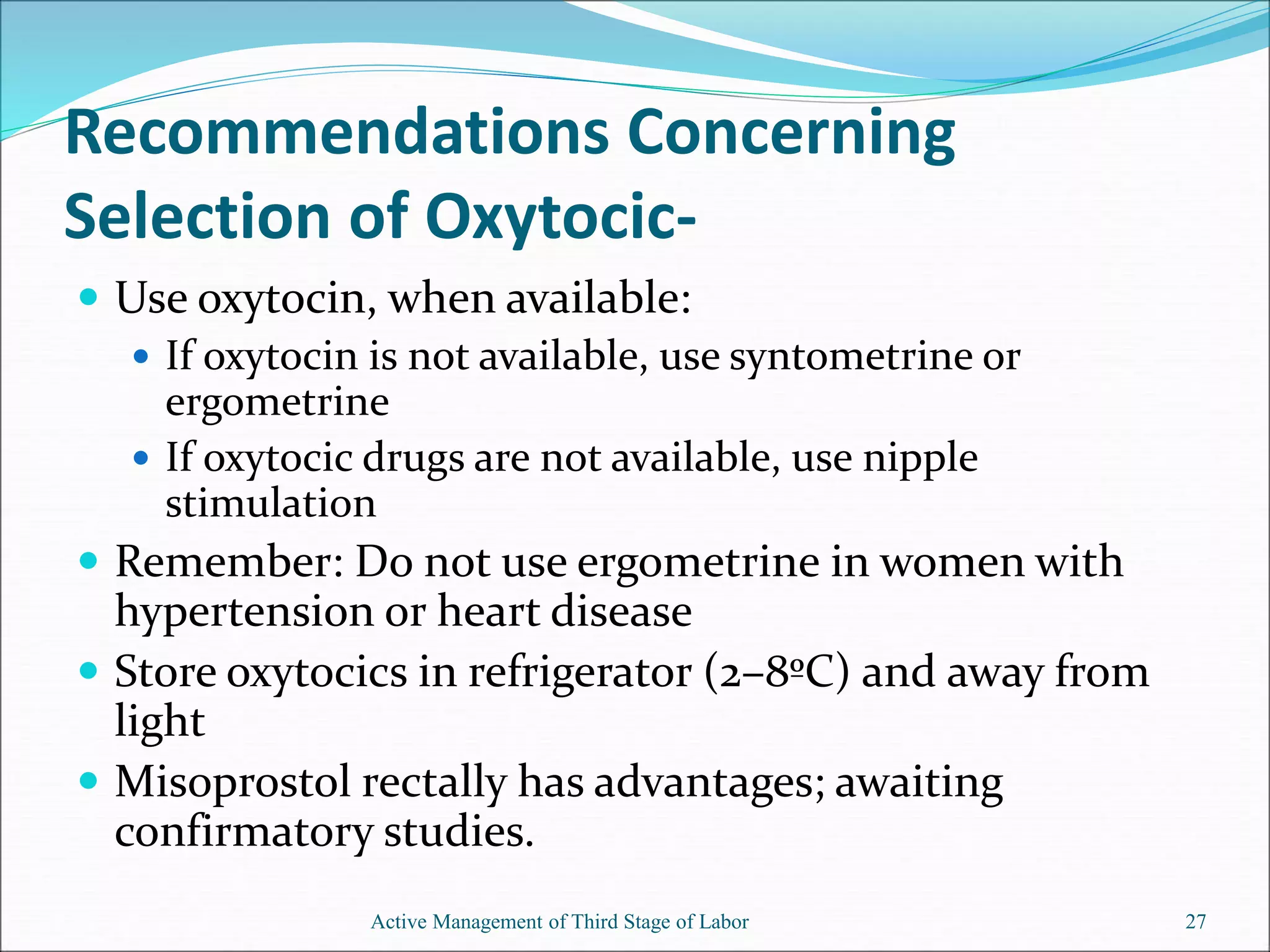 Active management of third stage labor | PPT