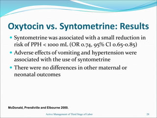Active management of third stage labor | PPT
