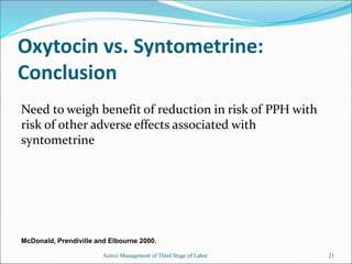 Active management of third stage labor | PPT