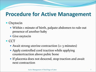 Active management of third stage labor | PPT