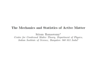 Active Matter and the Vicsek Model of Flocking | PPTX