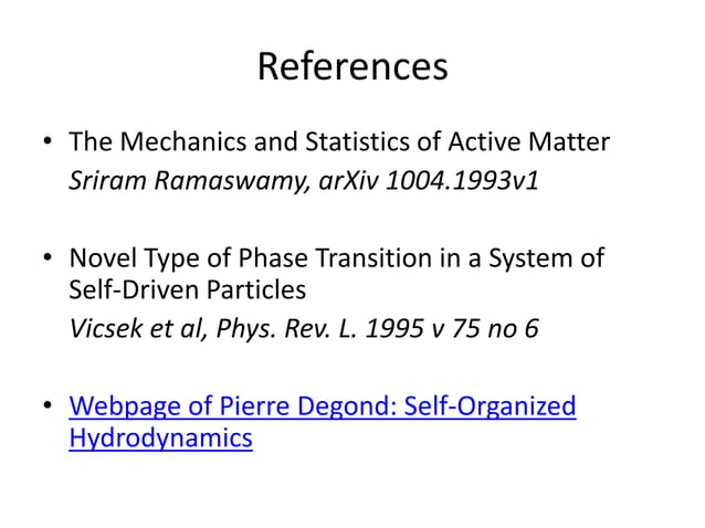 Active Matter and the Vicsek Model of Flocking | PPTX | Physics | Science
