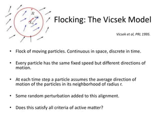 Active Matter and the Vicsek Model of Flocking | PPTX