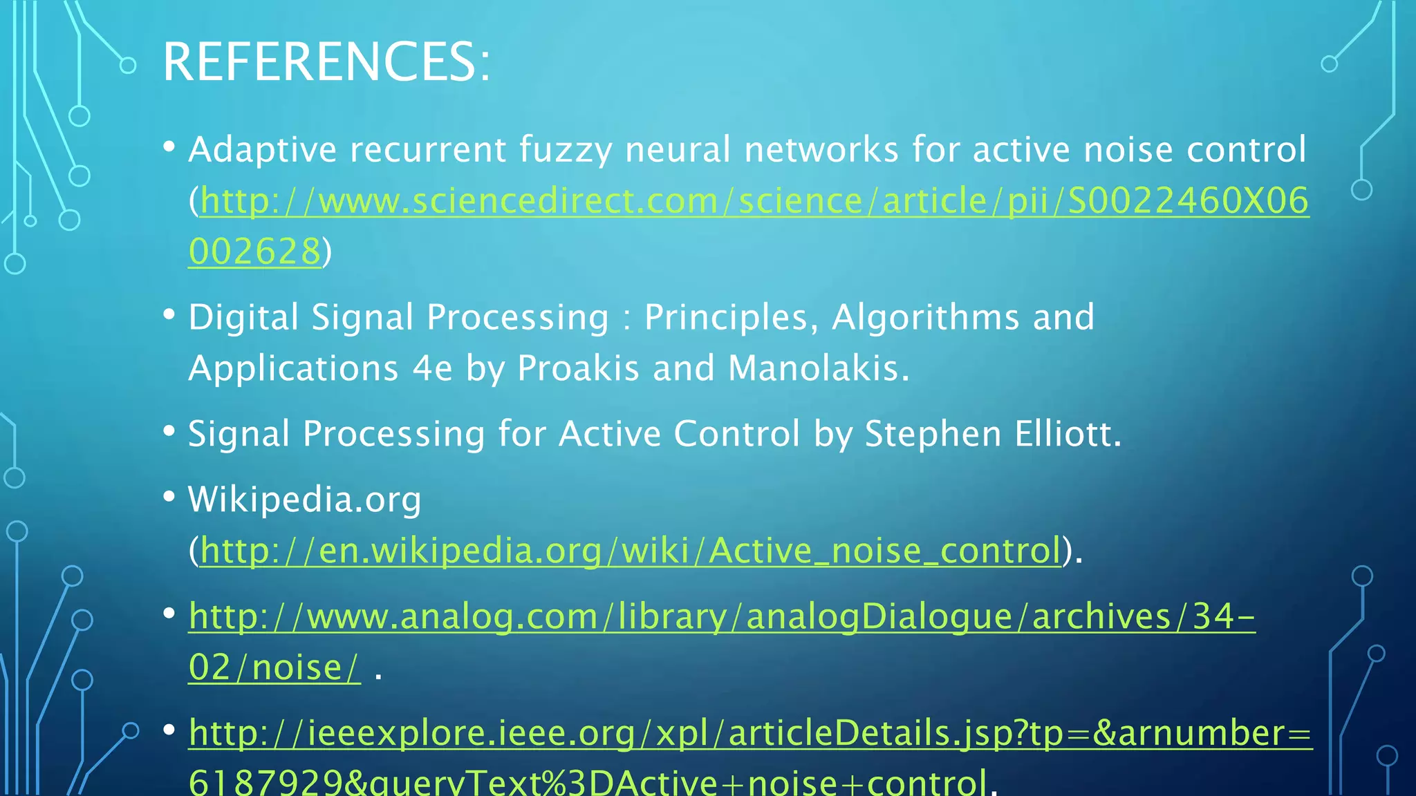 Active Noise Control Pptx Digital Audio Computer Software And