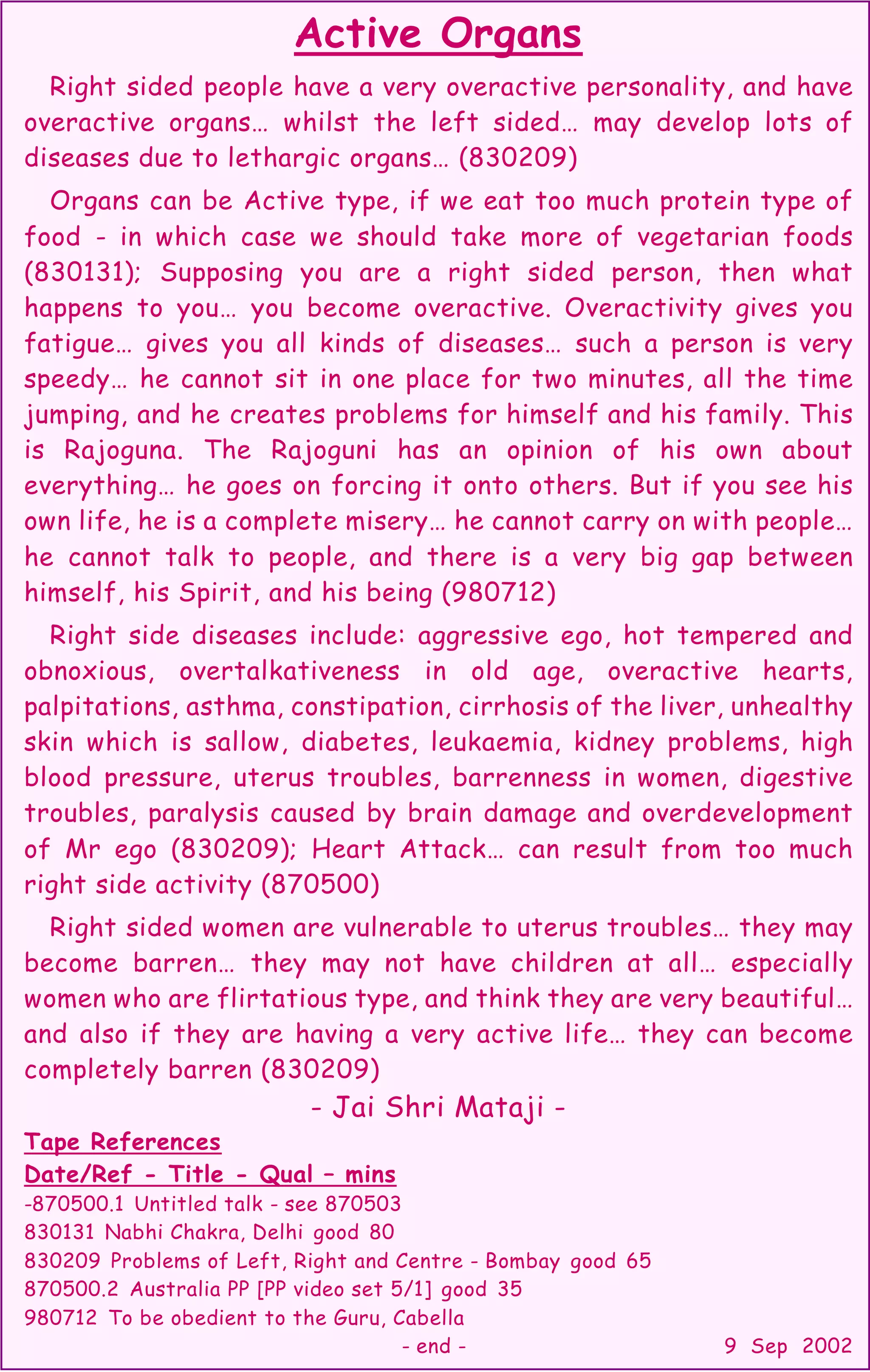 Active organs & lethargic organs - how to cure? Sahaja Yoga Remedies | PDF