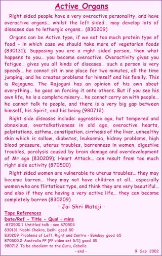 Active organs & lethargic organs - how to cure? Sahaja Yoga Remedies | PDF