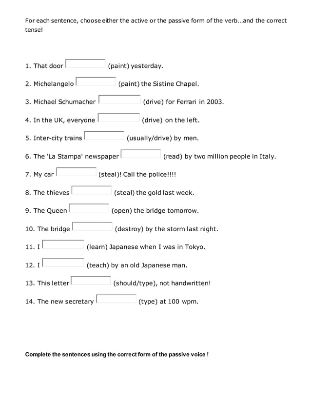 Active or passive quiz | PDF