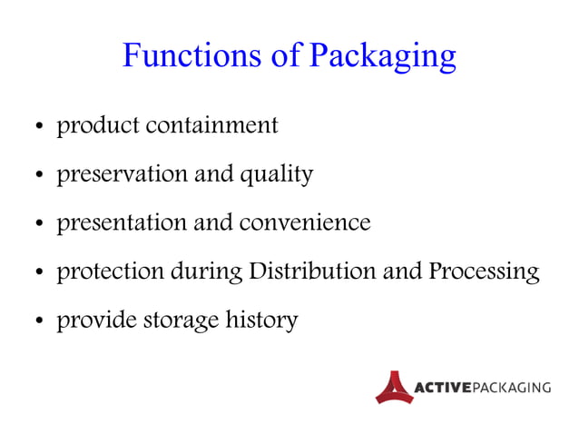 ACTIVE PACKAGING | PPTX | Chemistry | Science