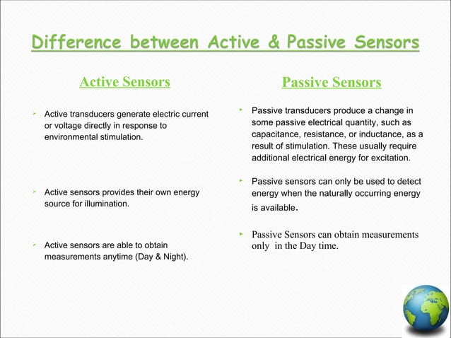 active and passive sensors | PPT