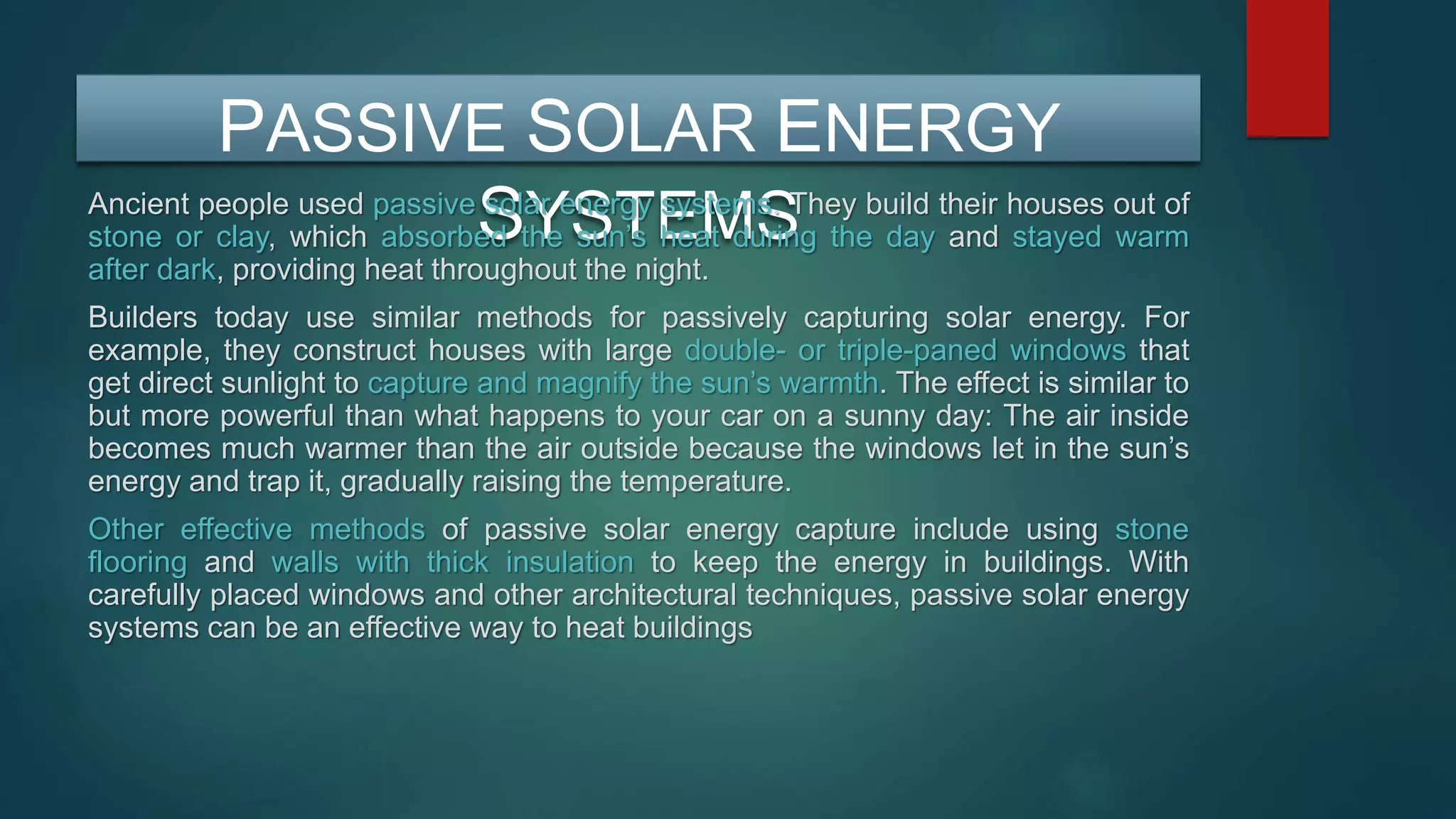 Active and Passive Solar Energy System | PPTX
