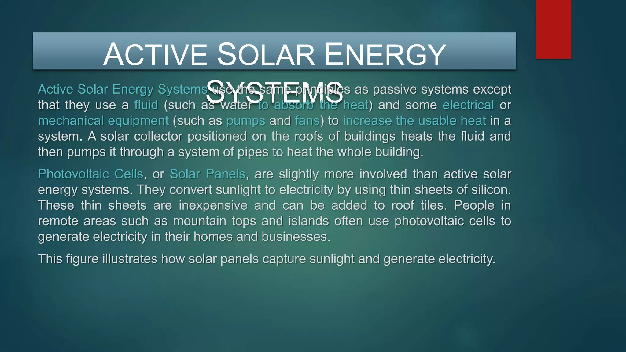 Active and Passive Solar Energy System | PPTX