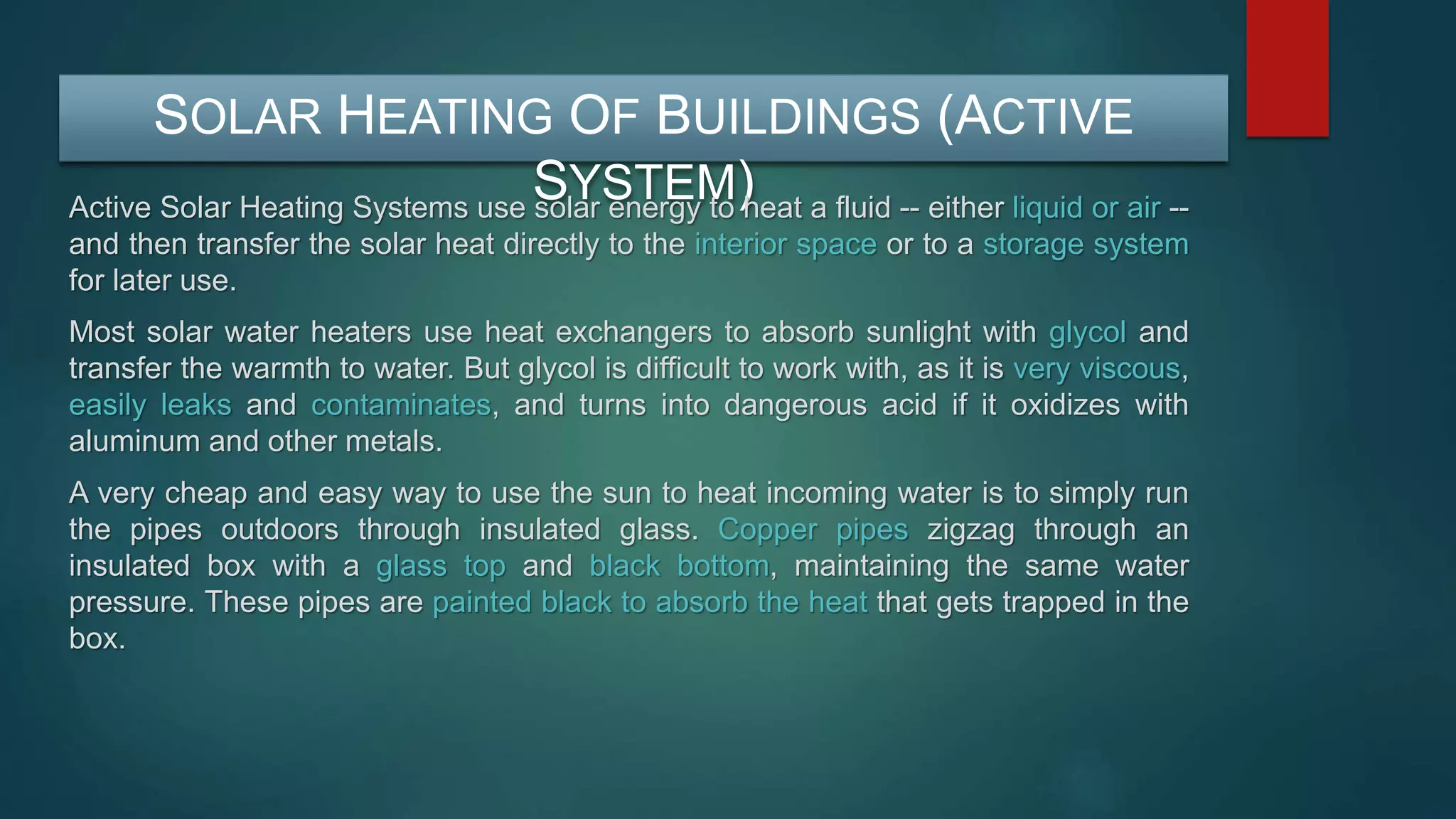 Active and Passive Solar Energy System | PPTX