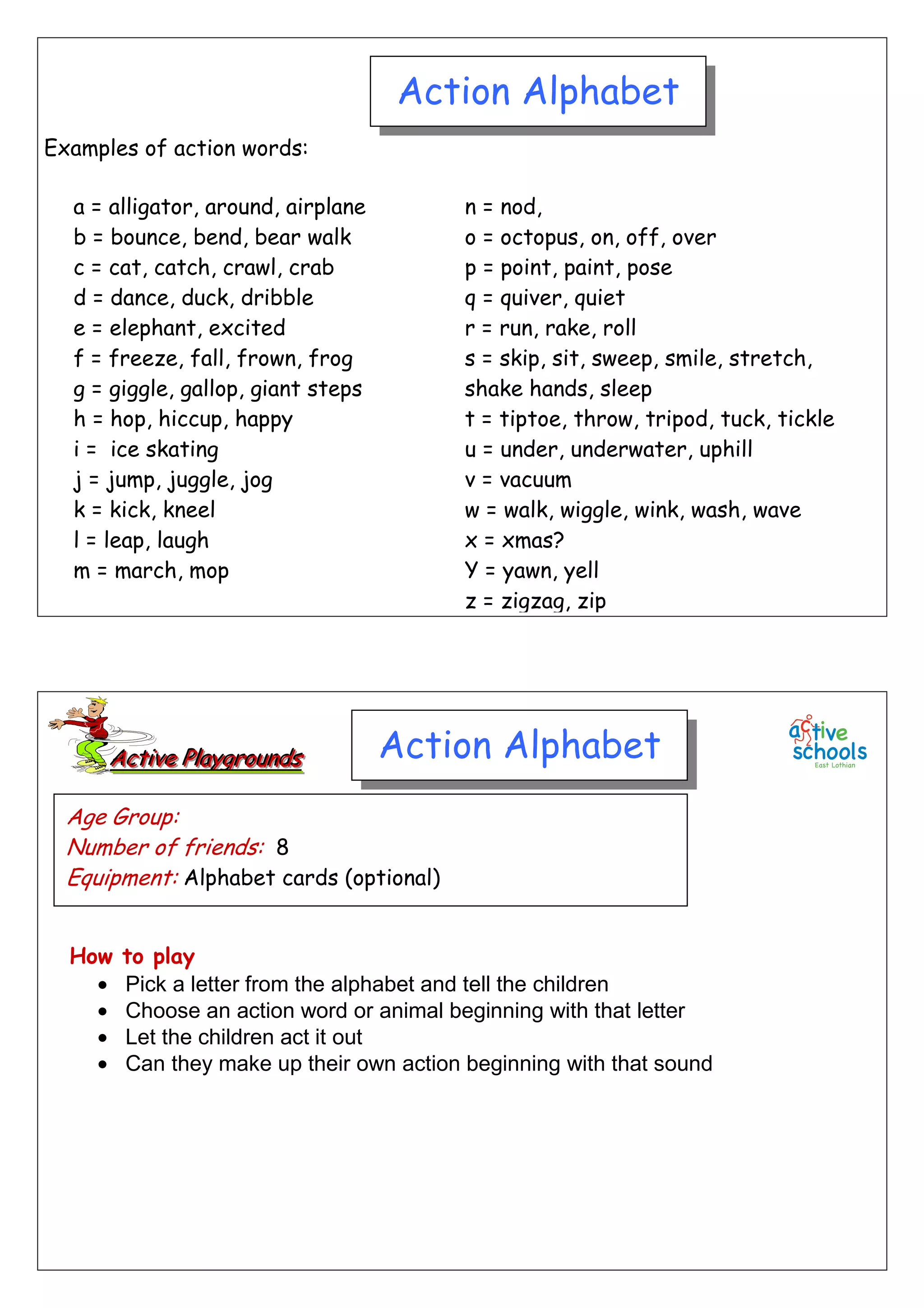 Active playgrounds/ Game cards | PDF