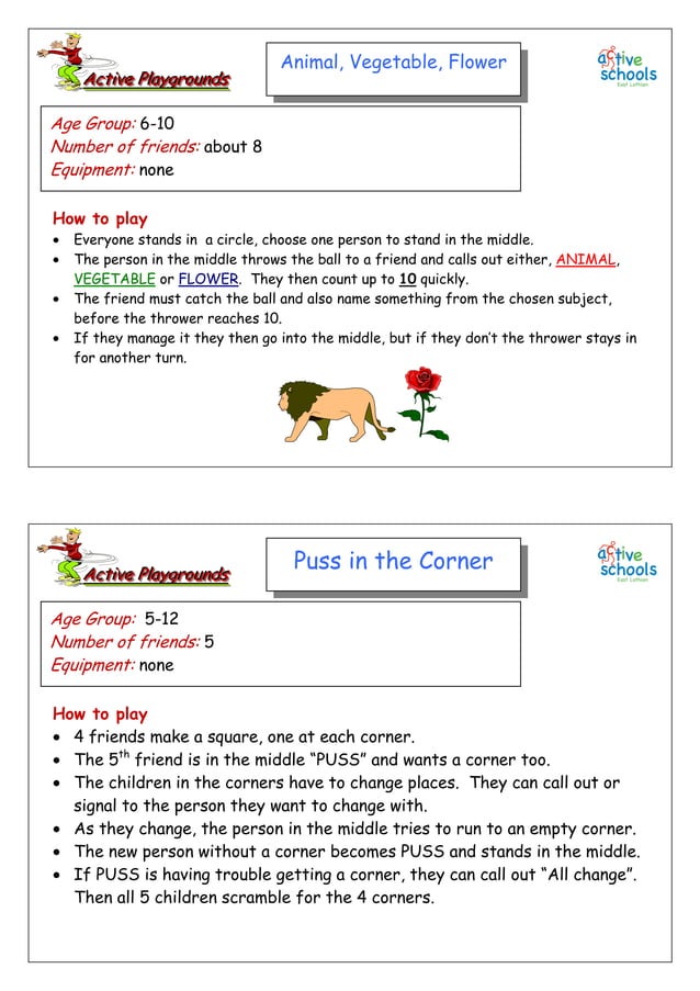Active playgrounds/ Game cards | PDF