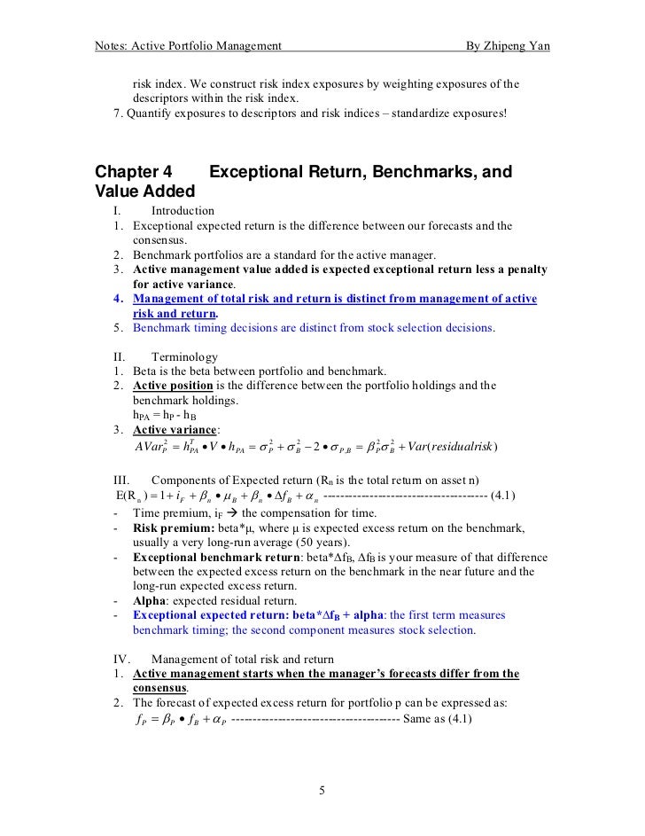 Active Portfolio Management note active-portfolio-management-note