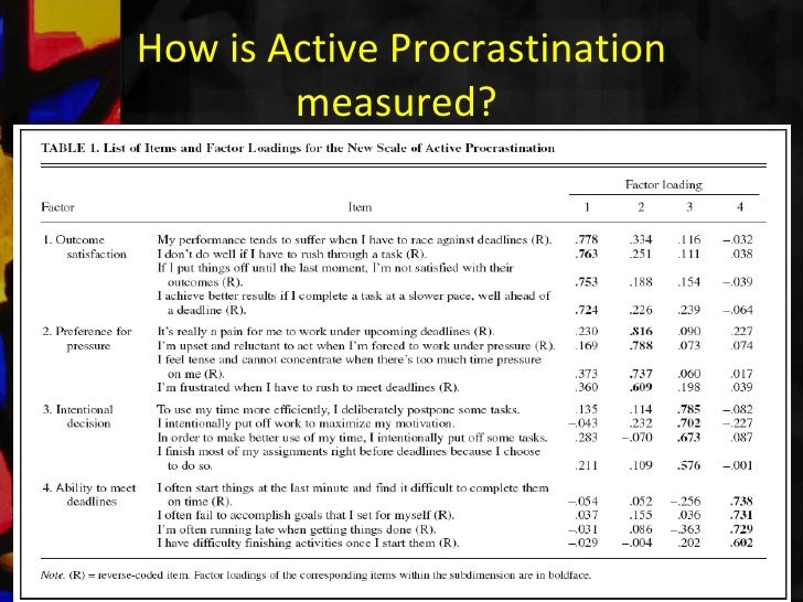 Active Procrastination