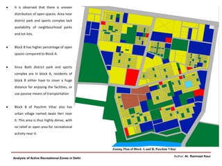 Analysis of Active recreational Zones in Delhi | PDF