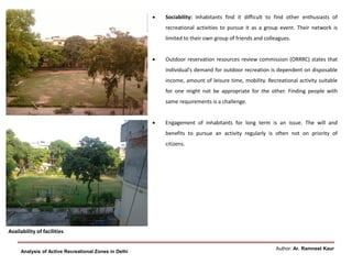 Analysis of Active recreational Zones in Delhi | PDF