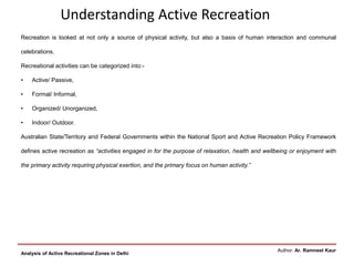 Analysis of Active recreational Zones in Delhi | PDF
