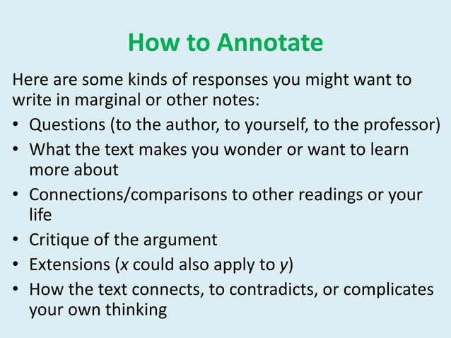 Active reading and annotating | PPTX | Educational Assessment | Education