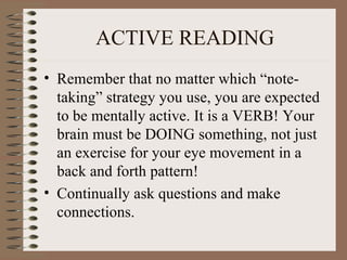 Active reading & note taking | PPT