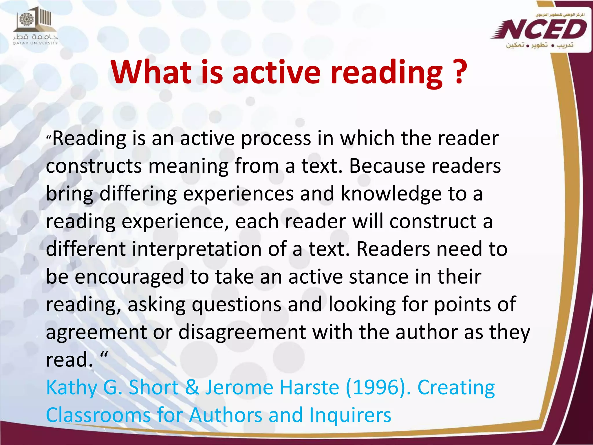 Active reading strategies | PDF